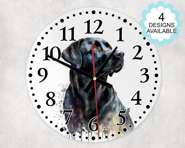 Beautiful Glass Watercolour Labrador Clock - Dog Art Home D??cor, Gift ...