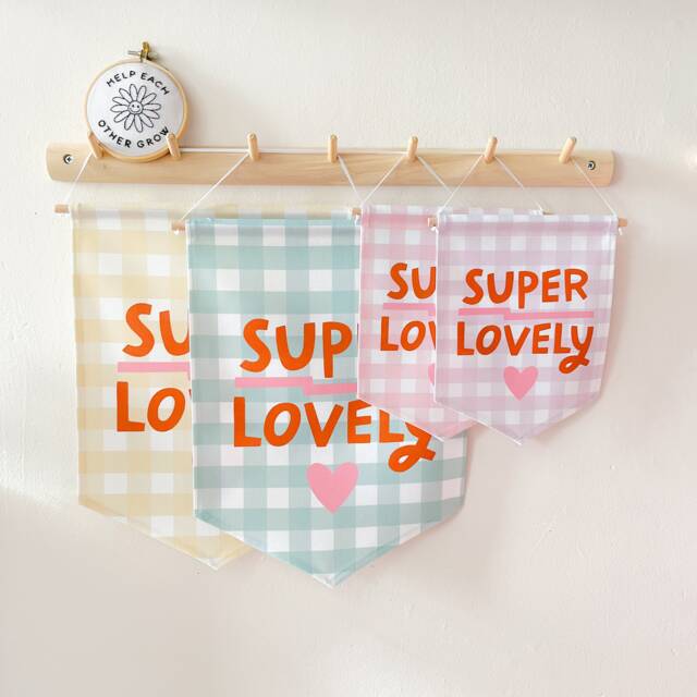 Super Lovely Gingham Banner - Choose Colour - Kids Wall Decor Girls ...