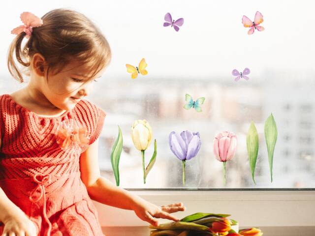 Tulip Window Stickers, Spring Flower Sticker, Decorations, Decal by ...