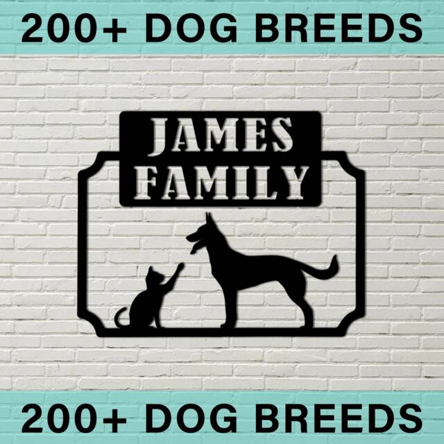 Custom Metal Address Sign, Cat & Dog Sign, Housewarming Gift, Sign, Dog ...