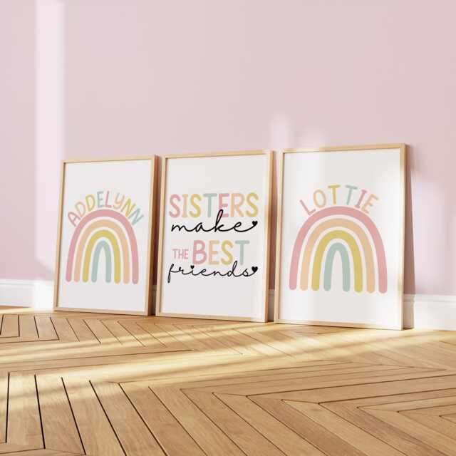 Personalised Sister Print, Set Of 3, Nursery Decor, Girls Prints ...