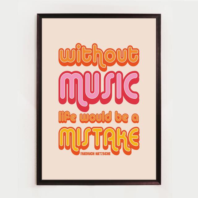 Music Quote, Friedrich Nietzsche, Inspirational Unframed Typographic ...
