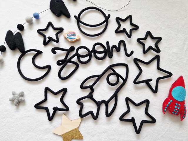 Knitted Wire Rocket - Decoration Space Decor L Shape Wall Nursery Kids ...