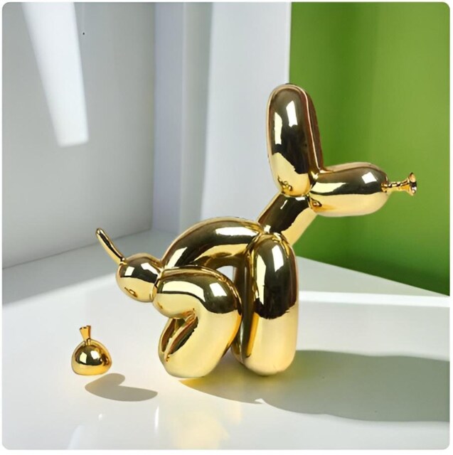 Gold Resin Pooping Balloon Dog Desk Sculpture, Metallic D??cor, Glossy ...