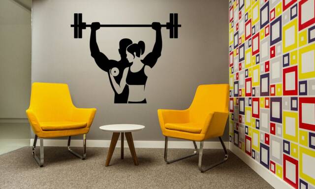 Barbell Decal Crossfit Sticker Fitness Wall D??cor Gym Vinyl Girl Art ...