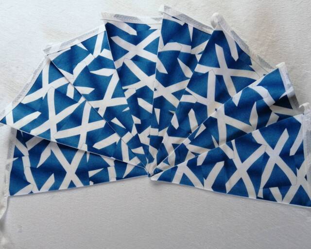 Scottish Flag Bunting, Fabric Pennants, Saltire Flags, Wall Decor by ...