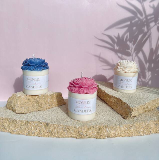 Large Flower Shaped Candle, Peony Scented Candle, Candle Gift For Her ...