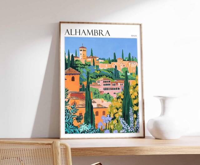 Alhambra Poster, Spain Travel Print, Spanish Decor, Europe European ...