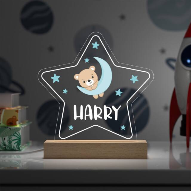 Boys Star Night Light, Baby Nursery Decor, Boy Gift, Childs Custom ...