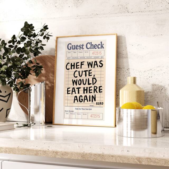 Chef Was Cute Would Eat Here Again Print - Kitchen Guest Check Poster ...