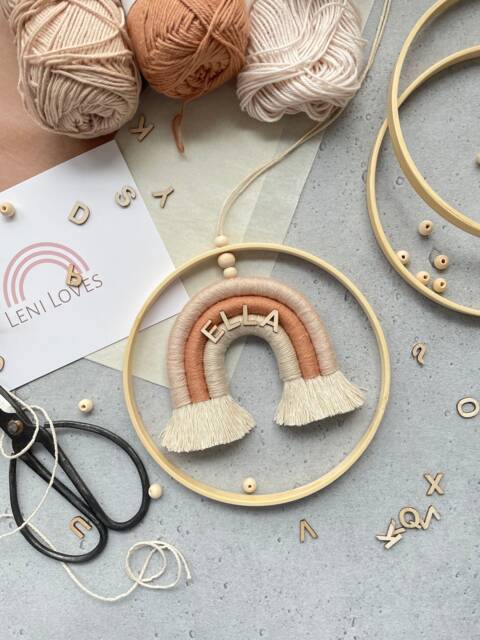 Rainbow Macrame Wall Hanging With Name, Handmade & Individual Children ...