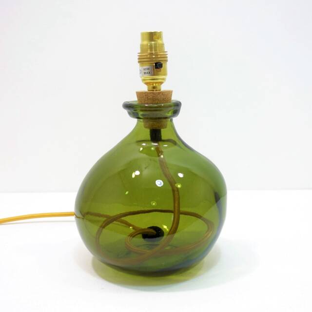 Green Glass Lamp Base - Recycled Glass - 16 Flex Colours 24cm Blown Eco ...