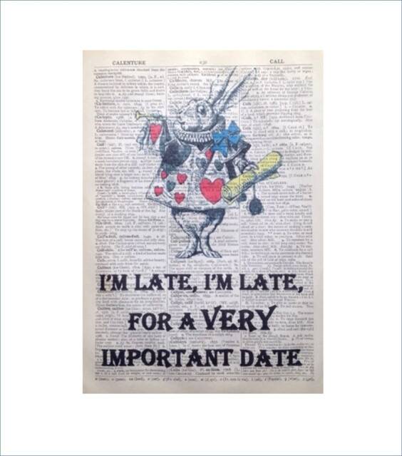 White Rabbit Vintage Dictionary Print - Alice in Wonderland Wall Art I ...