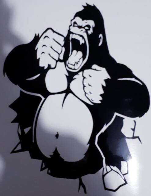 Gorilla Break Out Car Bonnet Side Sticker Decal Wall Art Vinyl Graphic ...