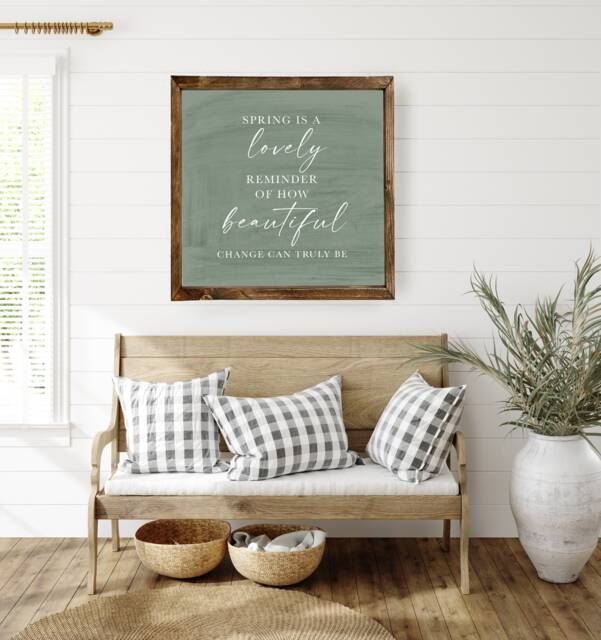 Spring Is A Lovely Reminder - Wood Framed Sign Farmhouse Decor Rustic ...