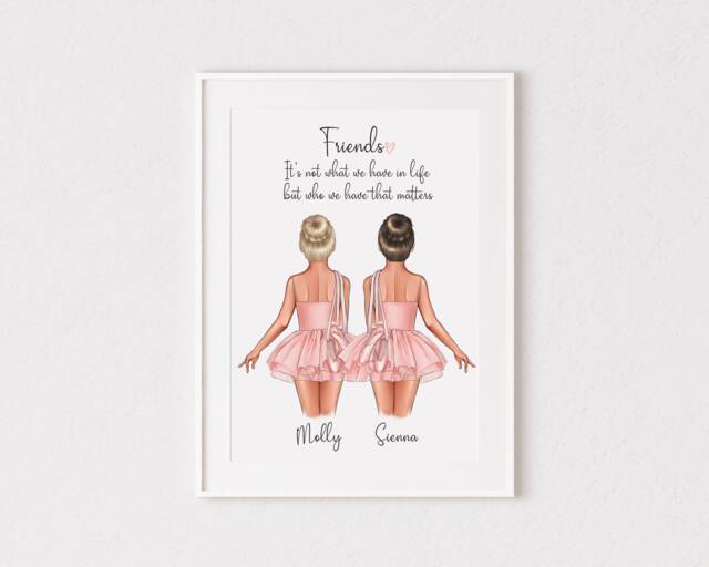 Personalised Ballerina Best Friends Print, Ballet, Gift, Friends ...