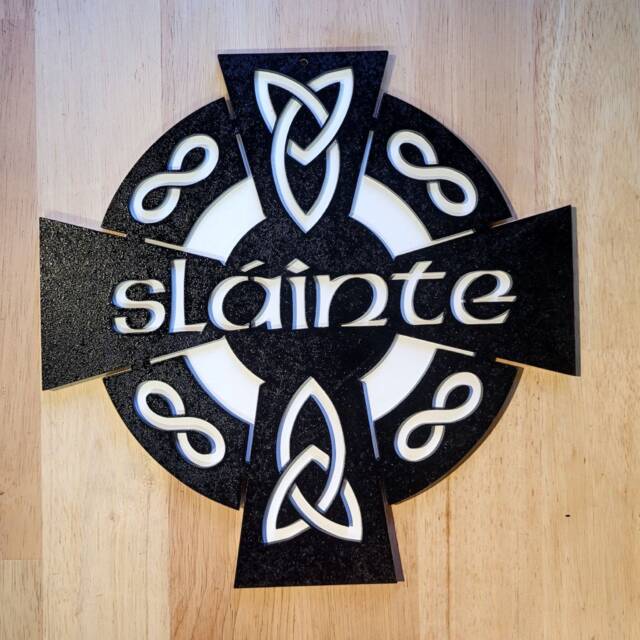Large 3D Irish Slainte Bar Cheers Sign - Celtic Knot & Cross Wall Art ...
