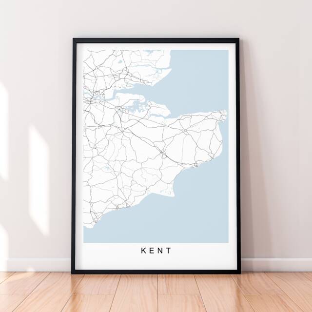 Kent County Map England Print Poster Minimalist Home Decor UK Wall Art ...