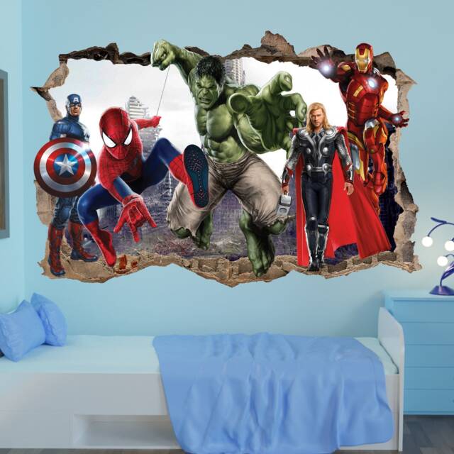 Avengers Heroes Wall Sticker Decal Mural Digital Print Hulk Thor Poster ...