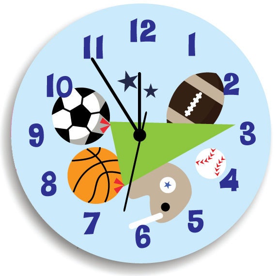 Kids Wall Clock, Children Room Decor All-star Sport Wooden Wall Clock ...