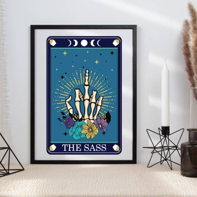The Sass Tarot Style Print - Quirky Gift Sassy Tattoo Skeleton Art ...