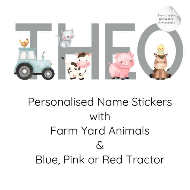 Personalized Farm Animal Name Stickers Nursery Wall Art - 4 by Etsy ...