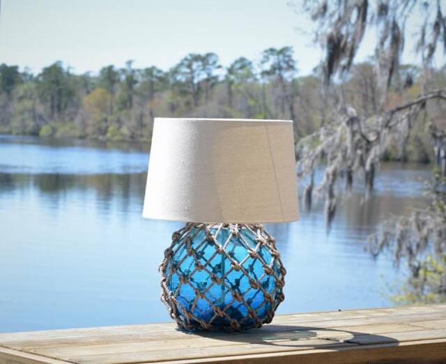 Large Aqua Fishing Float Lamp With Tan Shade by Etsy | ufurnish.com