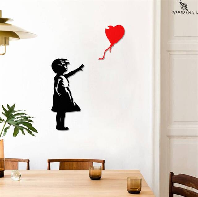 Little Girl With Red Balloon Wall Decor, Home Design, Living Room, Wall ...