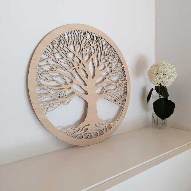 Tree Of Life Wood Wall Decor/Family Art Round Botanical Hanging Nature ...