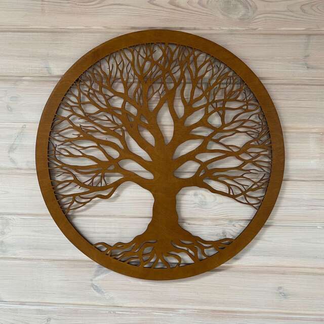 Tree Of Life Wood Wall Decor/Family Art Round Botanical Hanging Nature ...