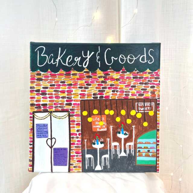 Hand-Painted Bakery Canvas Art Whimsical Kitchen Decor - 12x12 Inches ...