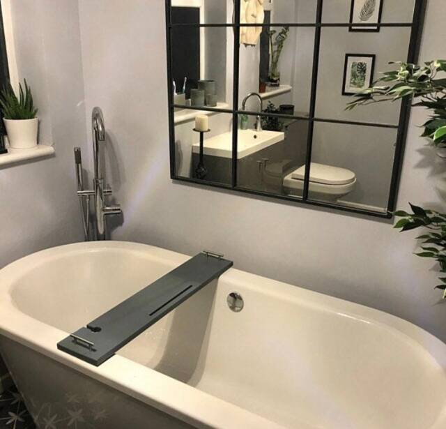 Grey Bath Rack Over The Storage Tray With Silver Brushed Handles Tablet ...