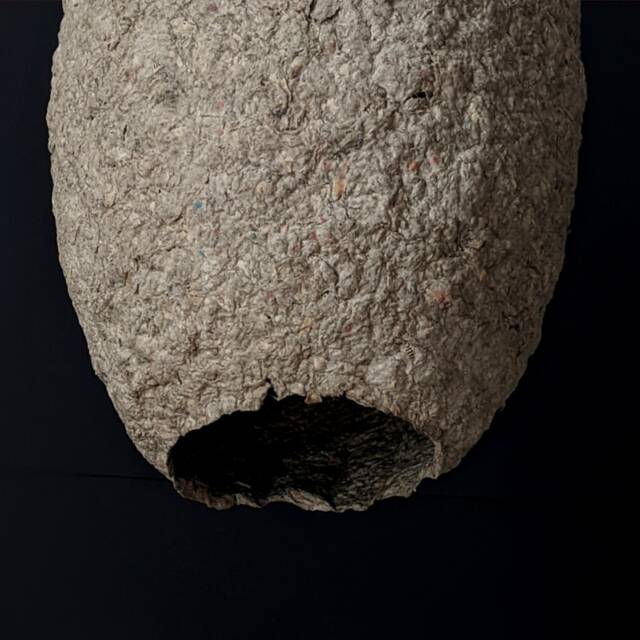 Paper Pulp Lamp. Long Sagging Shape. Beige Colour. Natural Materials ...