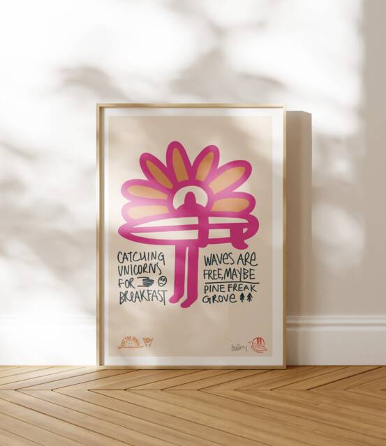 Flower Surfer, A1, A2, A3, A4 Surfing Poster, Surf Art, Beach, Print ...
