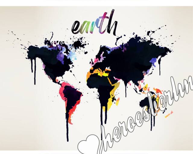 Earth - Art -Worlsmap Pop Canvas Graffiti Kunst Contemporary Modern ...
