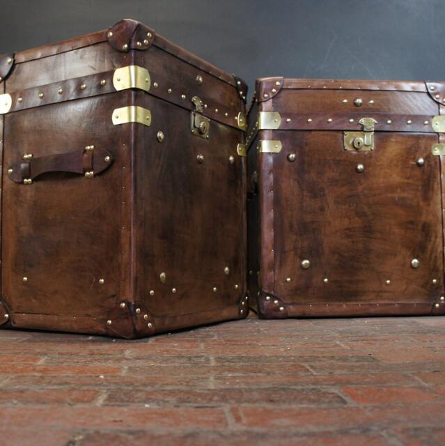 Handmade Bridle Leather Occasional Side Table Trunks by Etsy | ufurnish.com