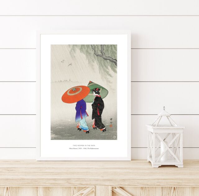 Japanese Print Woodblock Art - Two Women in The Rain by Etsy | ufurnish.com
