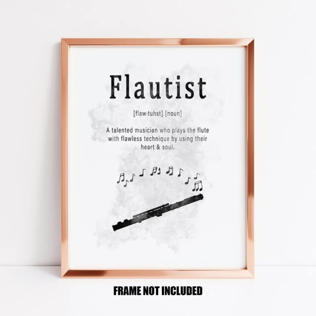 Flautist Definition Art Print, Gift For Flute Player, Flautist Keepsake ...