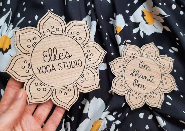 Custom Made Mandala Sign - Om Shanti Wooden Yoga Studio Door Plaque ...