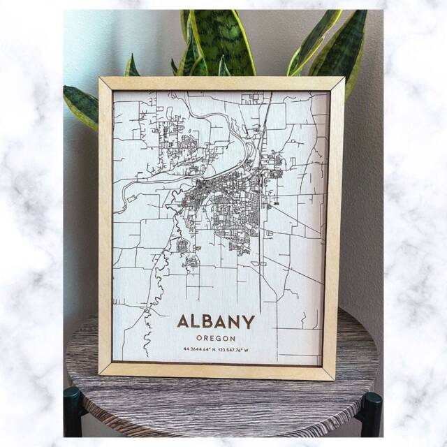 Engraved Map, Albany Or, Portland, Corvallis, Oregon Corvallis Portland ...