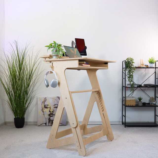 Computer Desk Standing Table Adjustable Wood Pc Stand Laptop Monitor ...
