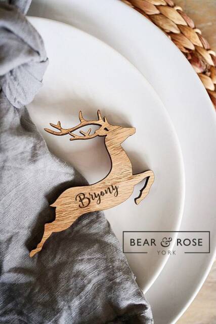 Christmas Personalised Reindeer Glass Decorations Stag Place Names by ...