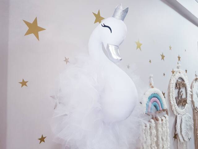Swan Head Wall Mount Nursery Decor, Princess Hanging, Decor Plush ...
