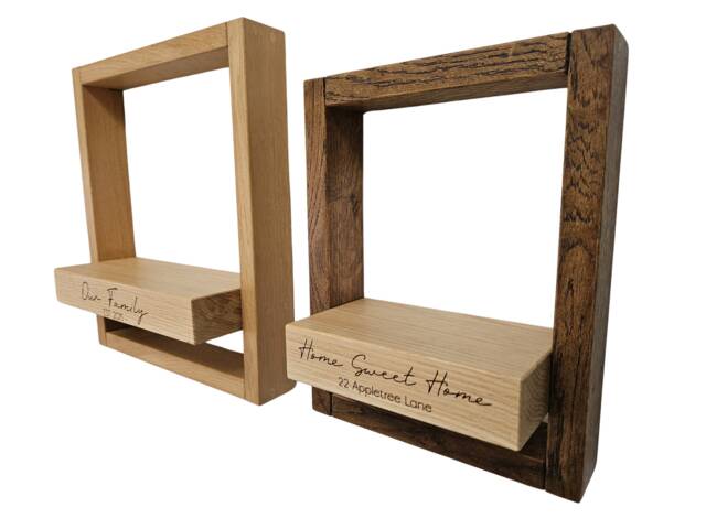 Personalized Oak Floating Shelf Framed Wooden Ornament Display by Etsy ...