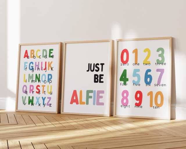 Kids Educational Set Of Posters - Children's Wall Art Abc 123 Alphabet ...