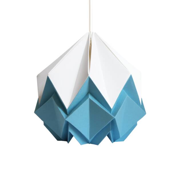 Last Items - Origami Lampshade in White & Sky Blue Paper, Small Size by ...