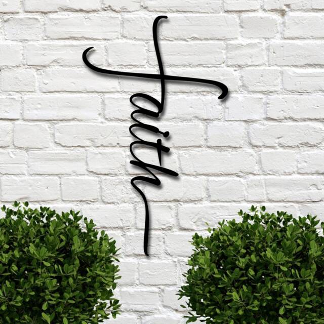 Wall Cross Decor - Metal Faith Sign Baptism Gift First Communion House ...