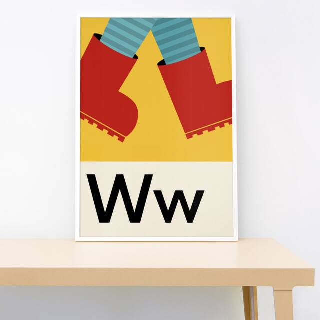 Wellies Alphabet Print Letter W Poster Nursery Wall Art Educational ...