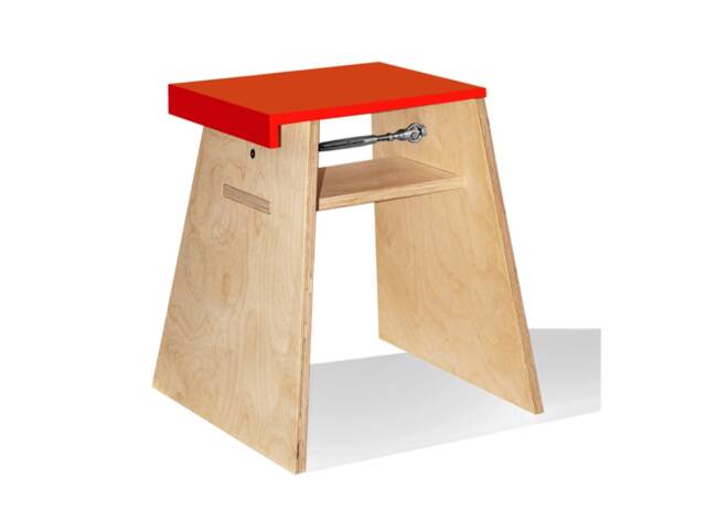 stool With Minimalist Design in Orange Corian & Wood. Handmade Italy by ...