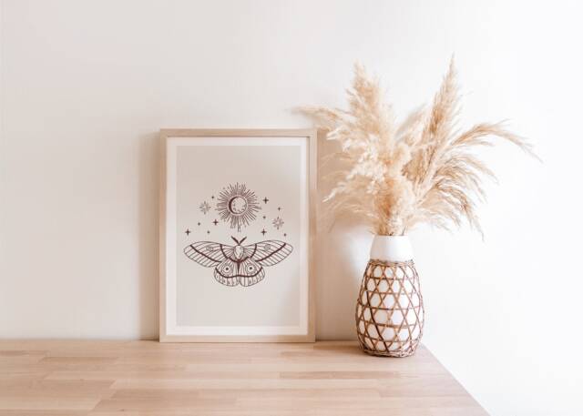 Boho Butterfly Print/Poster Decor Sun Spiritual Celestial Bohemian ...